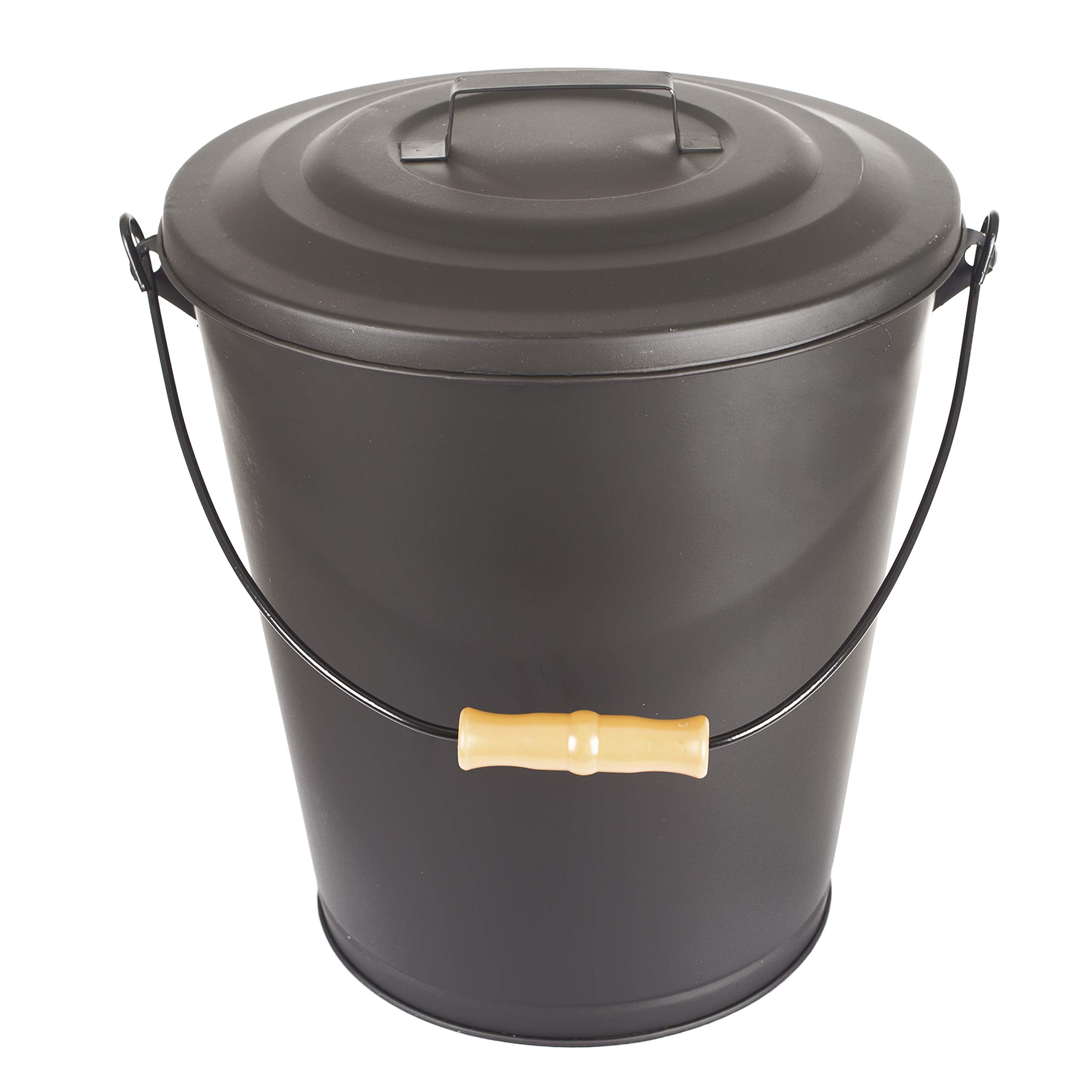 Pleasant Hearth Fireplace Ash Bucket with Lid,Black