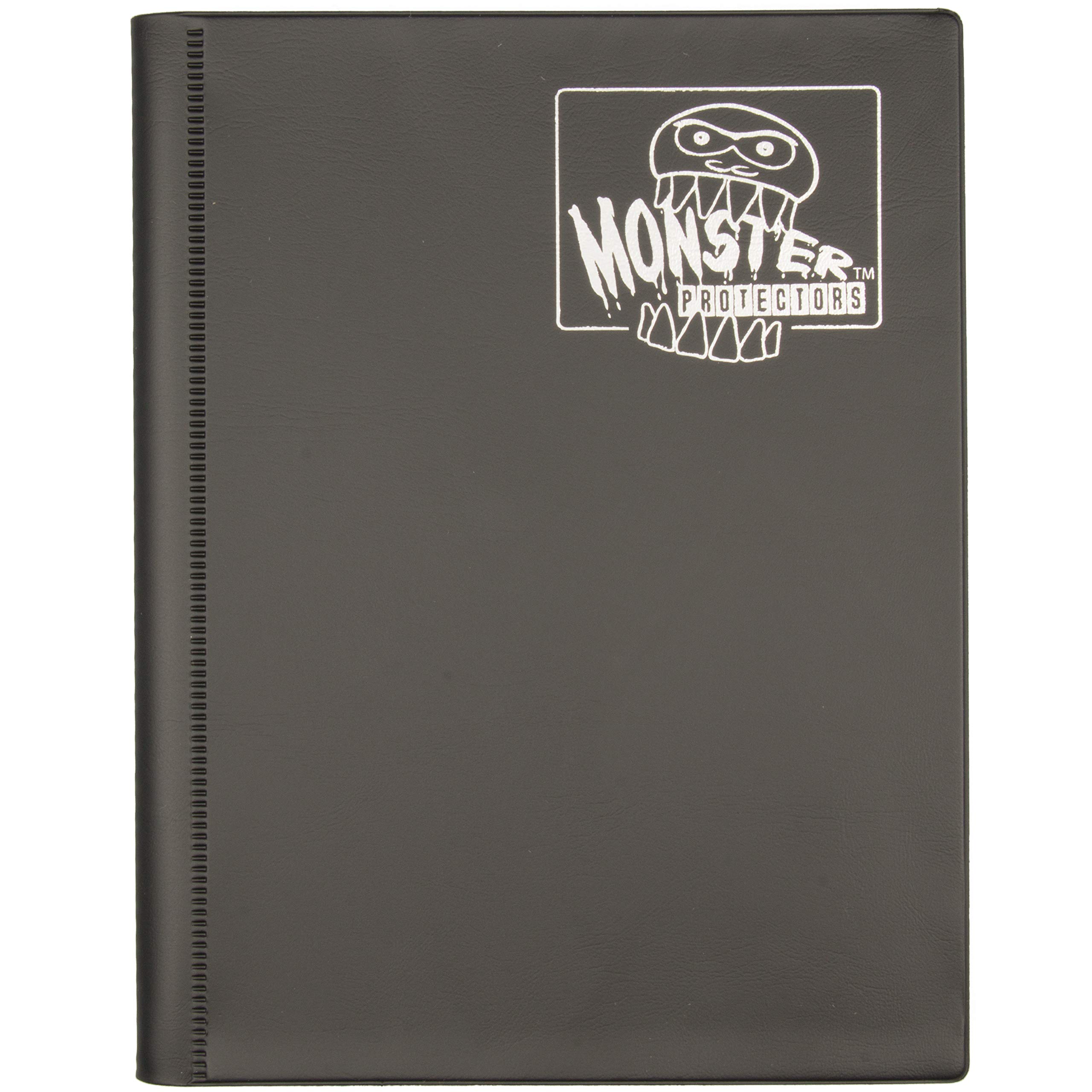 Monster 4 Pocket Trading Card Binder - Matte Black Album, Anti-Theft & Anti-Drop TCG Protection w Side Loading Padded Pockets, Double Sided, Holds 160 Cards, For Sports, Gaming, Kpop, Christmas Gift