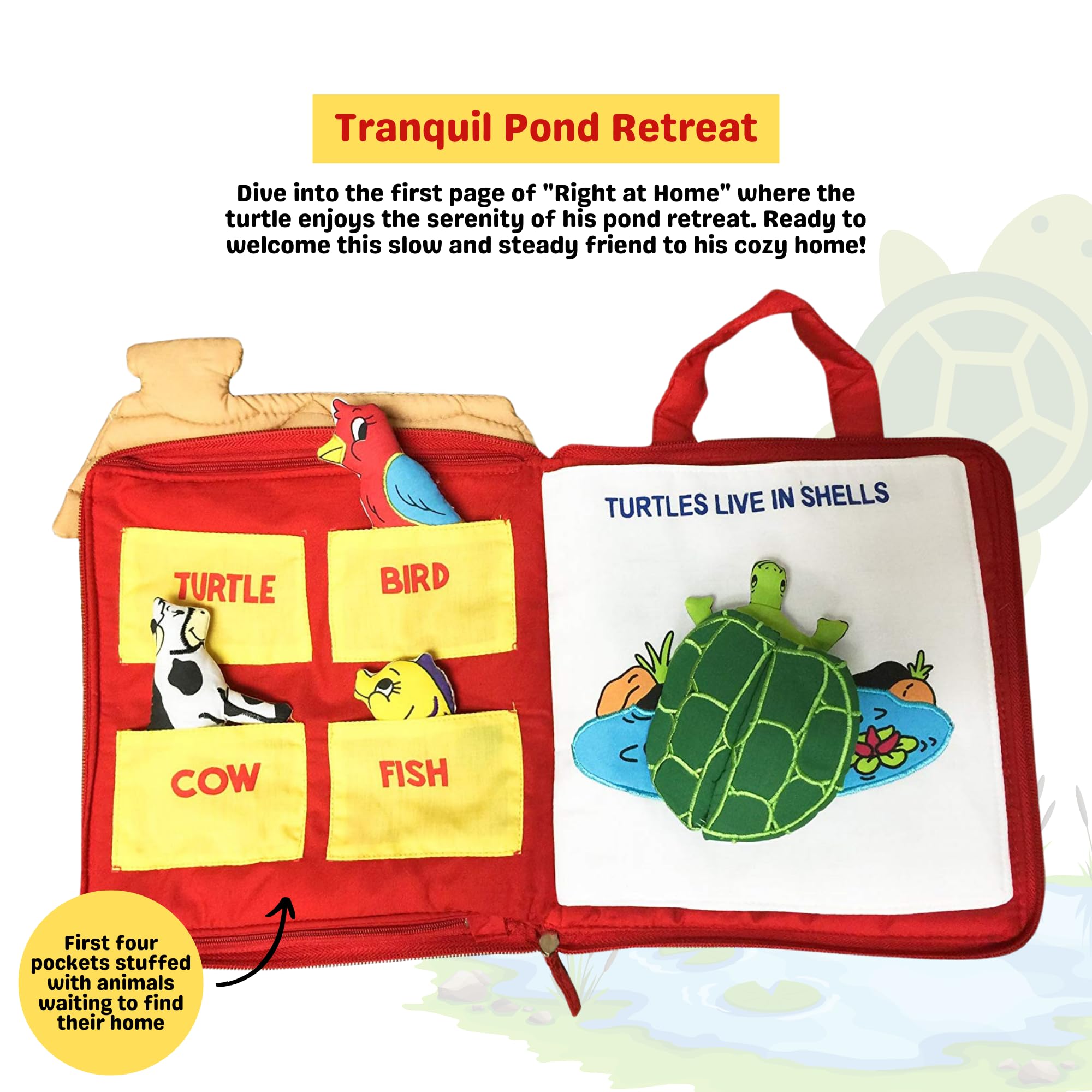 Pockets of Learning Right at Home Quiet Book, Animal Activity Busy Book for Toddlers and Children