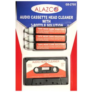 audio tape cassette head cleaner w/ 3 cleaning fluids care wet maintenance kit by alazco