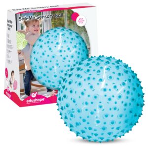 edushape sensory ball for baby - 7” transparent trendy color baby ball that helps enhance gross motor skills for kids aged 6 months & up - pack of 1 vibrant colorful and unique textured ball for baby