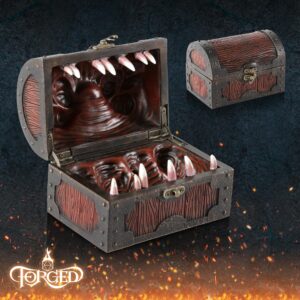 Forged Dice Co. Mimic Chest Dice Storage Box - Holds up to 35 DND Dice or 5 Polyhedral Dice Sets - Great DND Gifts for Men & Compatible with Dungeons & Dragons