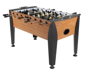 atomic pro force 56" foosball table with internal ball return and ball entry, leg levelers, and heavy-duty legs