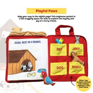 Pockets of Learning Right at Home Quiet Book, Animal Activity Busy Book for Toddlers and Children