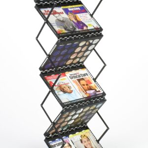 Displays2go LRJNYA3BLK 6-Pocket Portable Magazine Rack, Double-Sided Folding Literature Display, Black Metal