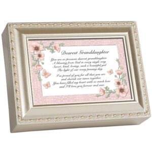 cottage garden dearest granddaughter champagne silver rope trim music box plays light up my life