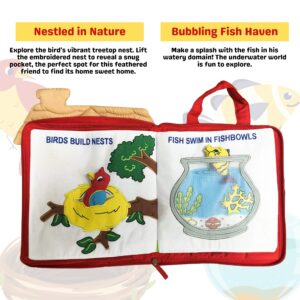 Pockets of Learning Right at Home Quiet Book, Animal Activity Busy Book for Toddlers and Children