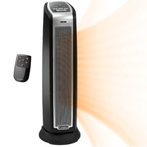 lasko portable electric 1500 watt indoor oscillating tower ceramic space heater with adjustable thermostat, remote, and timer, silver