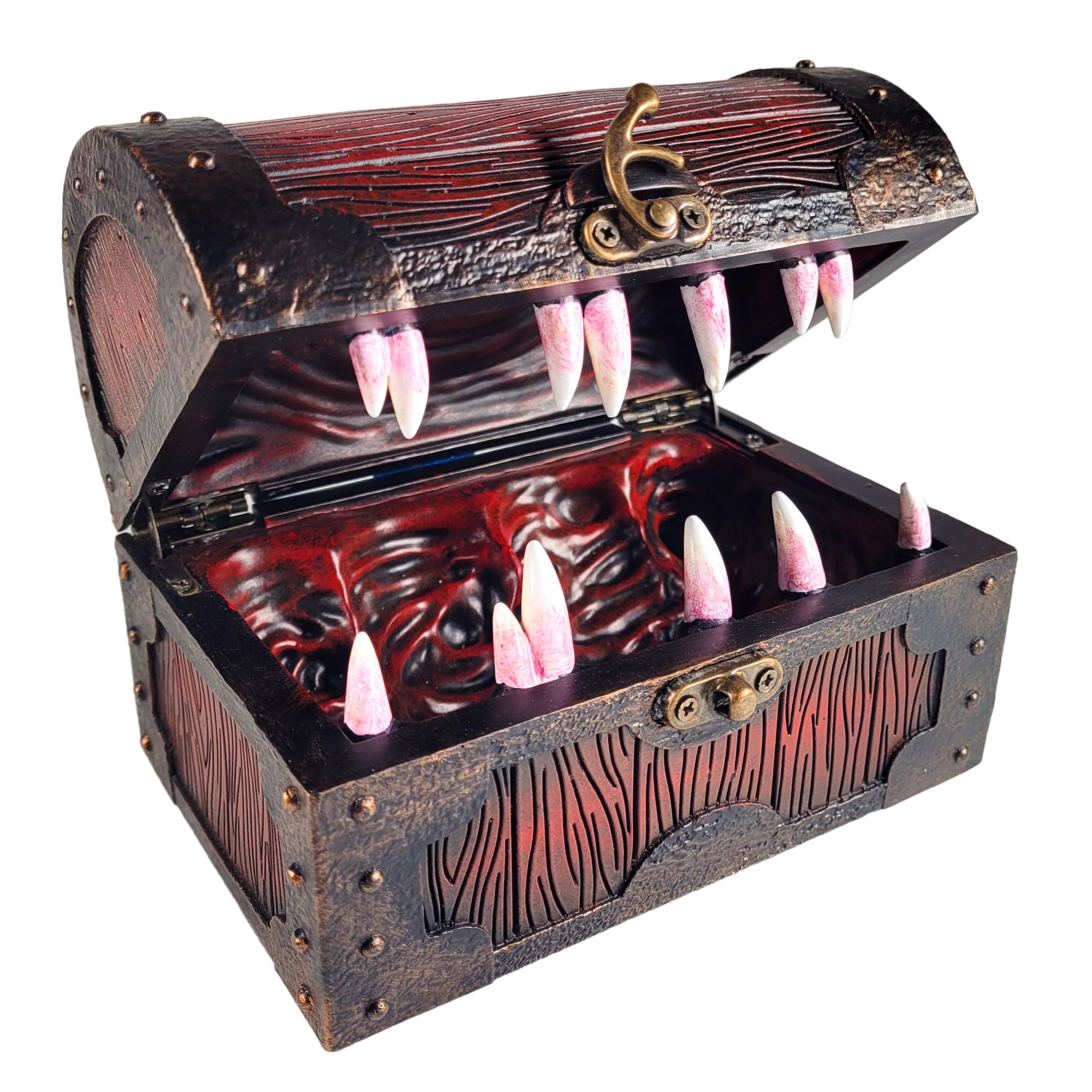 Forged Dice Co. Mimic Chest Dice Storage Box - Holds up to 35 DND Dice or 5 Polyhedral Dice Sets - Great DND Gifts for Men & Compatible with Dungeons & Dragons