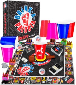 drink-a-palooza drinking games for adults - competitive board game for parties, 21st birthdays, and game nights; features drinking card games, beer pong, and couples games – the perfect novelty gift