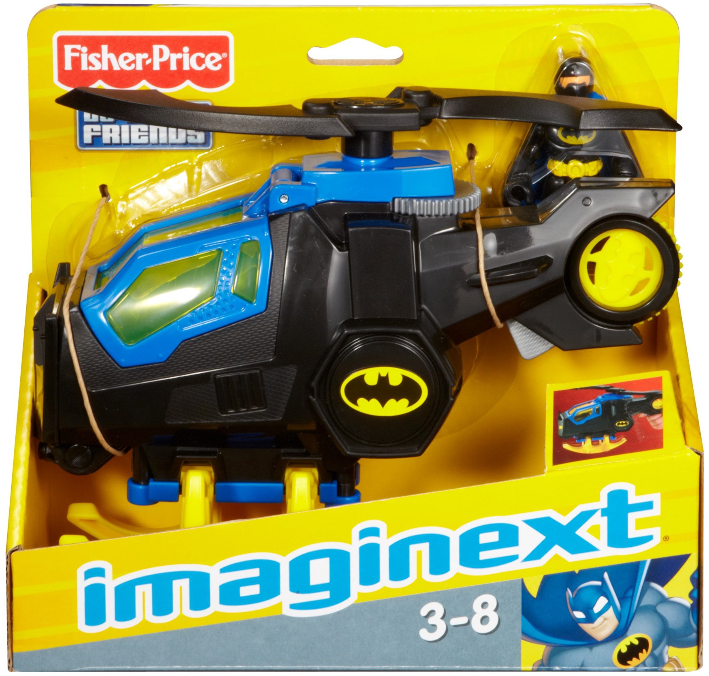 Fisher-Price Imaginext DC Super Friends Batman Toy Batcopter Helicopter & Figure Set for Preschool Pretend Play Kids Ages 3+ Years