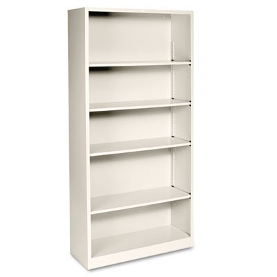 HON - Metal Bookcase, 5 Shelves, 34-1/2w x 12-5/8d x 71h, Putty - Sold As 1 Each - 34-1/2w x 12-5/8d. Shelves adjust in 1/2" increments.