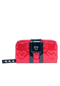 disney mickey and minnie embossed wallet,red and black patent,one size