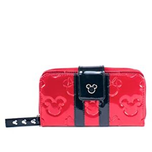 Disney Mickey and Minnie Embossed Wallet,Red and Black patent,One Size