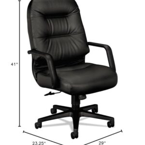 HON 2091SR11T 2090 Pillow-Soft Series Executive Leather High-Back Swivel/Tilt Chair, Black