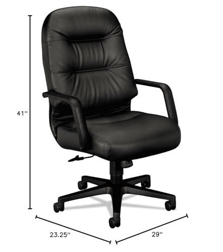 HON 2091SR11T 2090 Pillow-Soft Series Executive Leather High-Back Swivel/Tilt Chair, Black