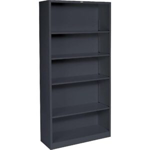 HON S72ABCS Metal Bookcase, Five-Shelf, 34-1/2w x 12-5/8d x 71h, Charcoal