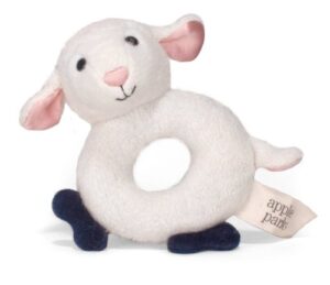 apple park lamby soft teething ring baby toy - hypoallergenic, 100% organic cotton