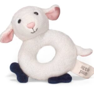 Apple Park Lamby Soft Teething Ring Baby Toy - Hypoallergenic, 100% Organic Cotton