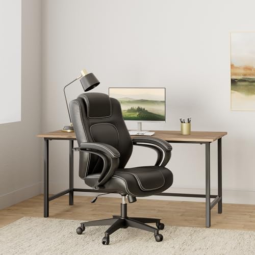 HON Managerial Office Chair- High-Back Computer Desk Chair with Loop Arms , Black (VL402)