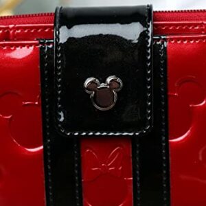 Disney Mickey and Minnie Embossed Wallet,Red and Black patent,One Size