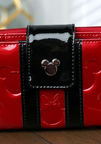 Disney Mickey and Minnie Embossed Wallet,Red and Black patent,One Size