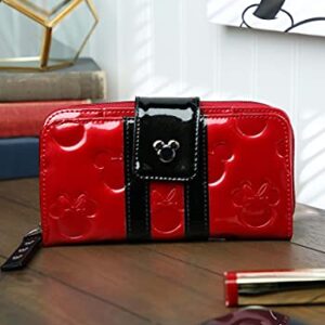 Disney Mickey and Minnie Embossed Wallet,Red and Black patent,One Size