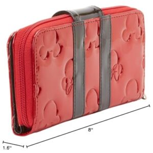 Disney Mickey and Minnie Embossed Wallet,Red and Black patent,One Size