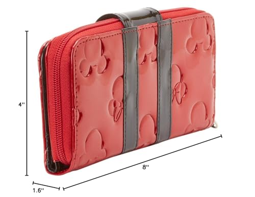 Disney Mickey and Minnie Embossed Wallet,Red and Black patent,One Size