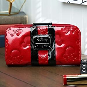 Disney Mickey and Minnie Embossed Wallet,Red and Black patent,One Size