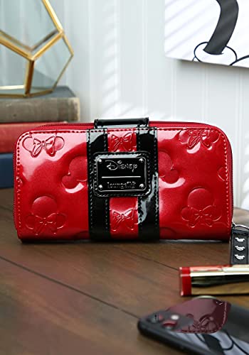 Disney Mickey and Minnie Embossed Wallet,Red and Black patent,One Size