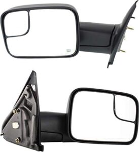 kool vue driver & passenger side power heated towing mirrors for dodge ram 1500 2002-2008 without signal light & puddle lamp textured standard cab