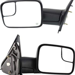 Kool Vue Driver & Passenger Side Power Heated Towing Mirrors for Dodge Ram 1500 2002-2008 Without Signal Light & Puddle Lamp Textured Standard Cab