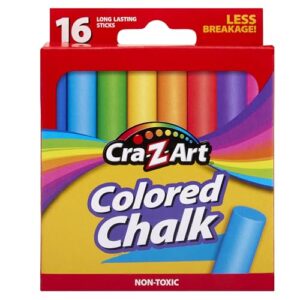 cra-z-art classic colored chalk, assorted colors, pack of 16 pieces