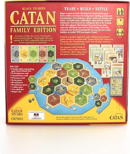 CATAN Family Edition Board Game - Embark on a Quest for Settlement! Strategy Game for Kids & Adults, Ages 10+, 3-4 Players, 60 Minute Playtime, Made by CATAN Studio