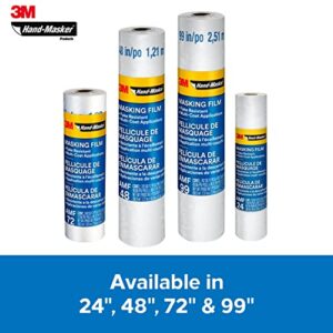 3M Hand Masker Advanced Masking Film, 99 in x 90 ft, Static Cling Keeps Film in Place, Prevents Liquids From Bleeding Through, Flake Resistant, For Indoors & Outdoors Use, 1 Roll (AMF99)