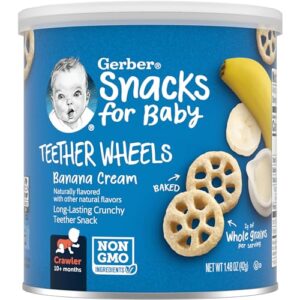 gerber snacks for baby teether wheels, banana cream, 1.48 ounce (pack of 6)