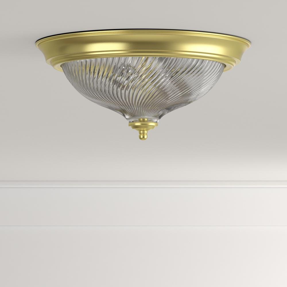 Polished Brass 2-Light Flushmount Polished Brass