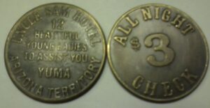 uncle sam hotel yuma arizona territory solid brass brothel token