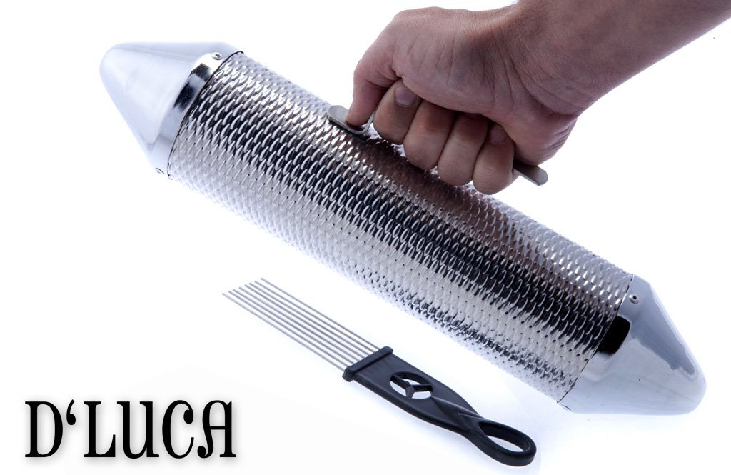 D'Luca SH-38-01 Stainless Steel Metal Guiro and Shaker Combo 15 x 4 Inches