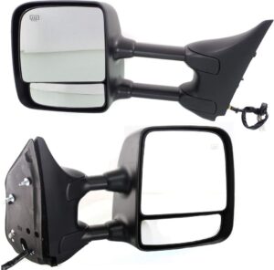 kool vue driver & passenger side power heated towing mirrors for nissan titan 2004-2015 with memory chrome with towing package