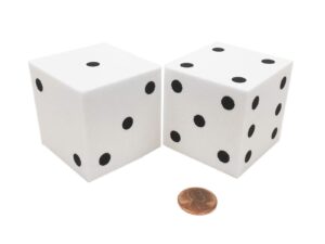 white opaque foam die with black dots d6 50mm (2in) pack of 1 die koplow games