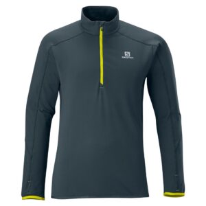 salomon men's joly half zip midlayer top, dark cloud, x-large