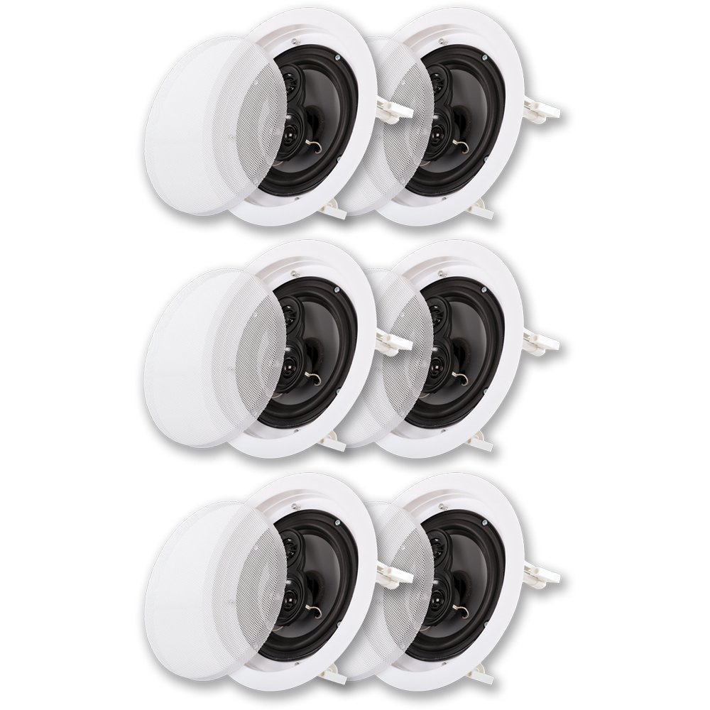 Acoustic Audio CS-IC63 in Ceiling 6.5" Speaker 3 Pair Pack 3 Way Home Theater 1800 Watt