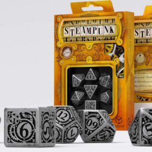 Q WORKSHOP Metal Steampunk Dice Set 7 Polyhedral Pieces