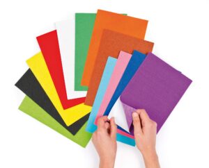 baker ross ev4082 rainbow self adhesive felt sheet - pack of 18, assorted rainbow color felt sheets perfect for arts and crafts