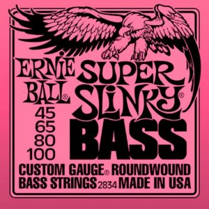 Ernie Ball 2834 Super Slinky Round Wound Bass Strings 2 Pack (Standard)