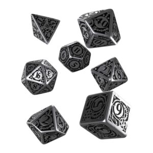 q workshop metal steampunk dice set 7 polyhedral pieces