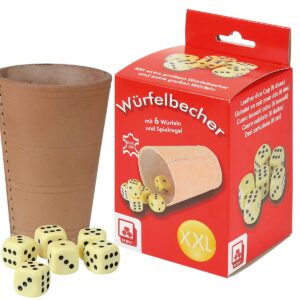 Nürnberger Spielkarten-Verlag GmbH NSV 6021 Dice Cup Leather with 6 Dice and Instructions in Folding Box XXL Dice Game