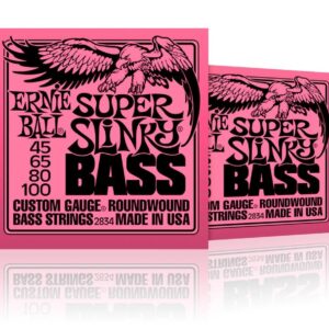 Ernie Ball 2834 Super Slinky Round Wound Bass Strings 2 Pack (Standard)